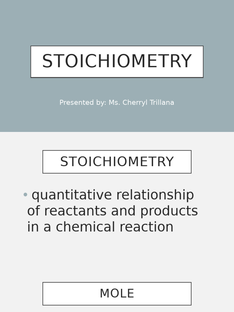 Stoichiometry Mole Mass Molar Mass Percentage Comp. | PDF | Mole (Unit ...