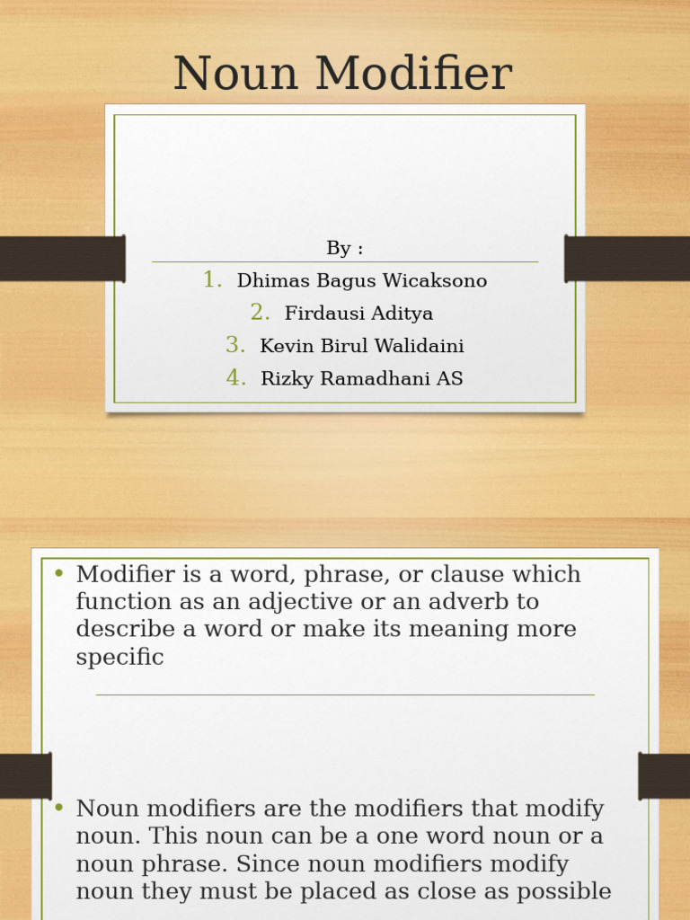 Noun Modifier | PDF