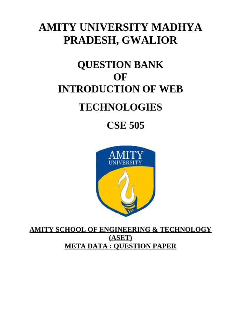 CSE 505 Web Technologies Question Bank | PDF | World Wide Web ...