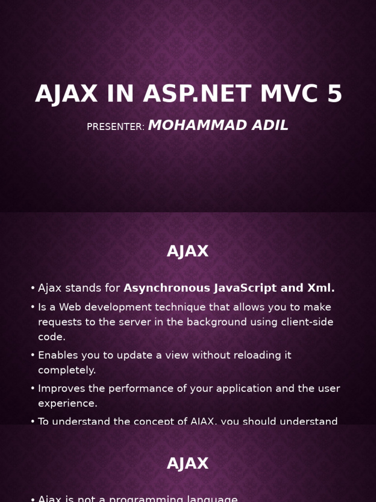AJAX IN MVC | PDF | Ajax (Programming) | World Wide Web