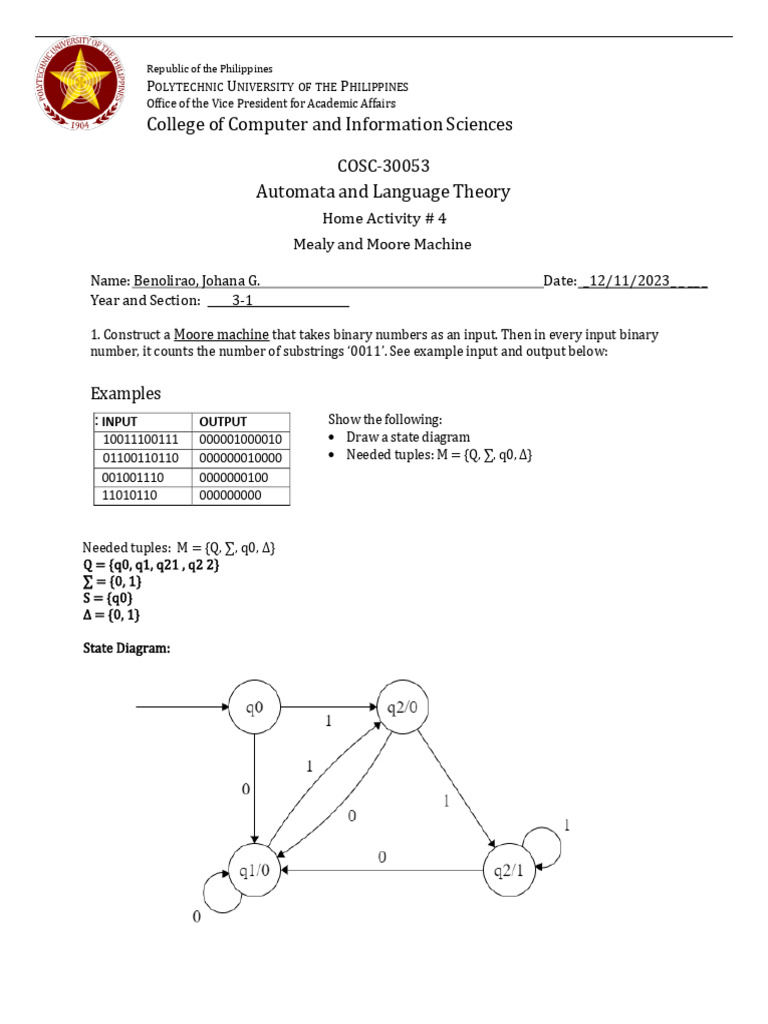 Benolirao Cosc 30053 BSCS 3 1 PDF | PDF | Theoretical Computer Science | Formal Methods