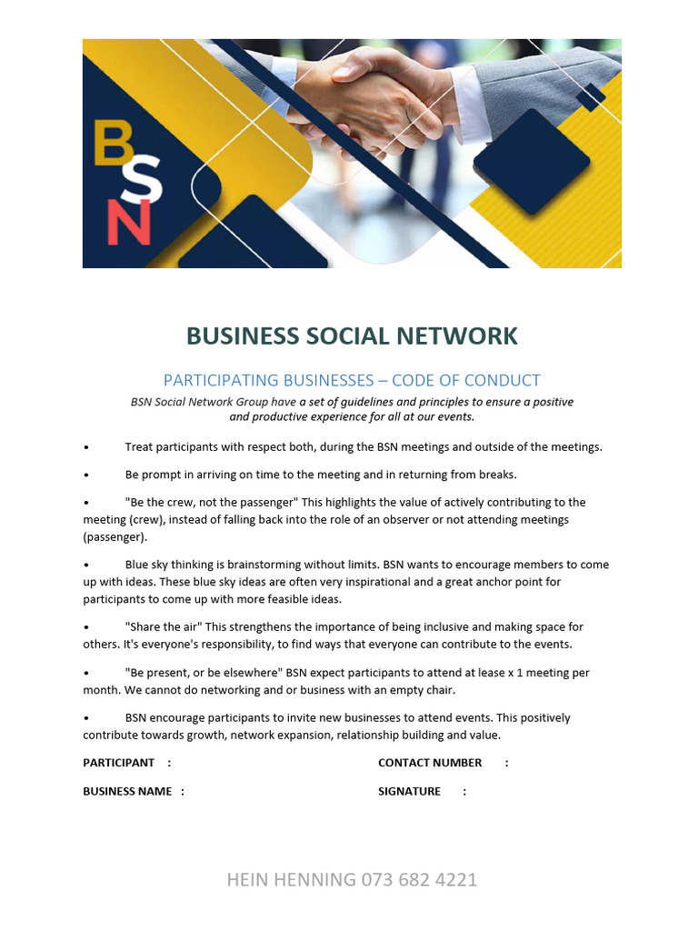 BSN Code of Conduct | PDF