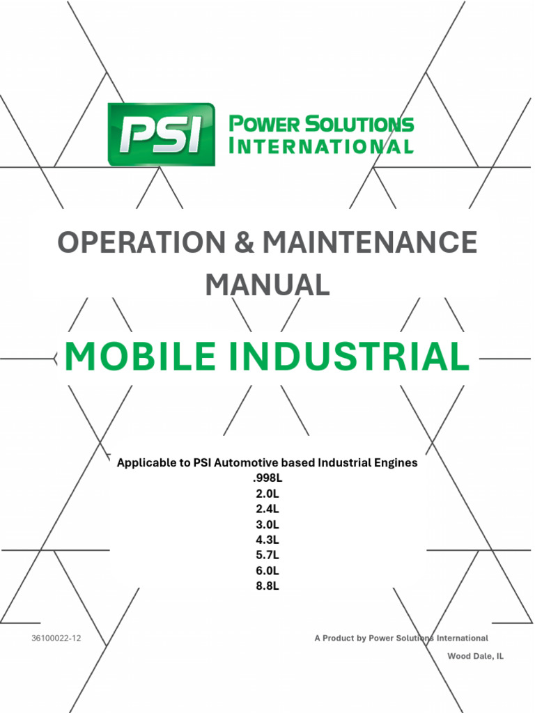 PSI Mobile Industrial Engine Manual | PDF | Gasoline | Motor Oil