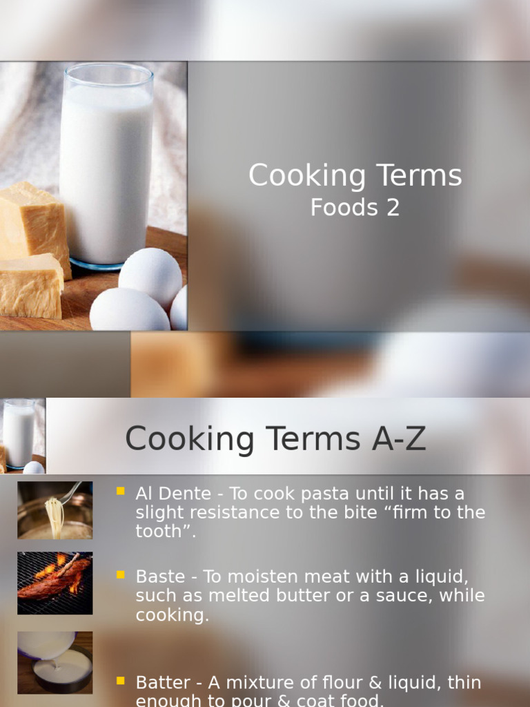 Comprehensive Cooking Terms A-Z | PDF | Cooking | Simmering