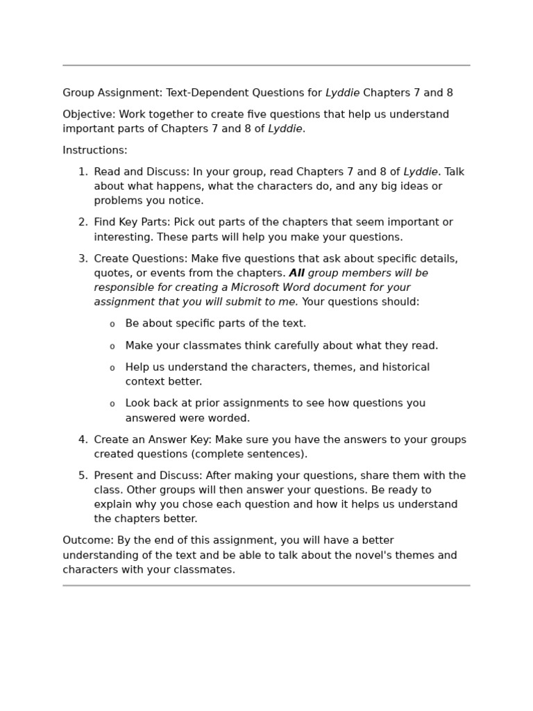 Group_Assignment_Text-Dependent_Questions_for_Lyddie_Chapters_7_and_8 | PDF
