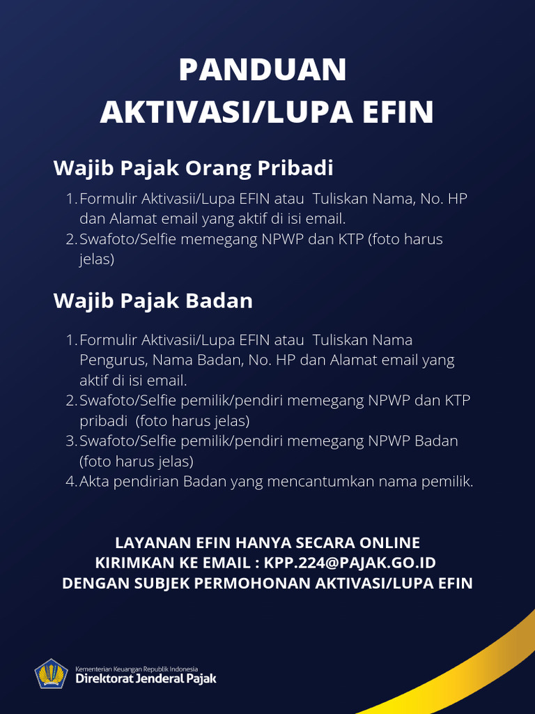 Panduan Aktivasi Lupa Efin | PDF