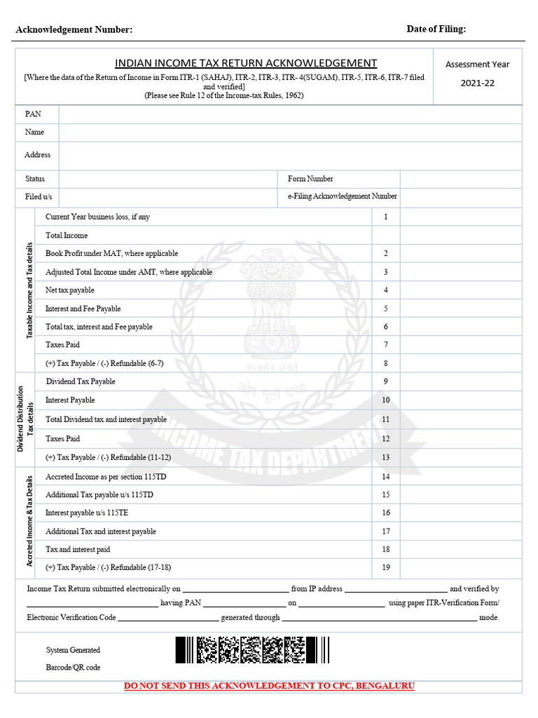 ACK_ACPPL6652C_2021-22_985992680051221 | PDF | Taxes | Income Tax