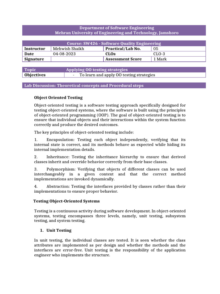 SQE LAB#5 (1) | PDF | Object Oriented Programming | Class (Computer ... SQE LAB#5 (1) | PDF | Object Oriented Programming | Class (Computer ...
