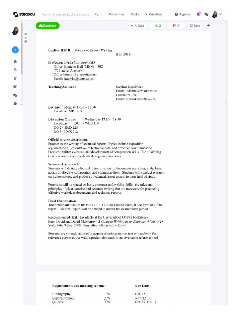 Tech Report Writing Syllabus | PDF