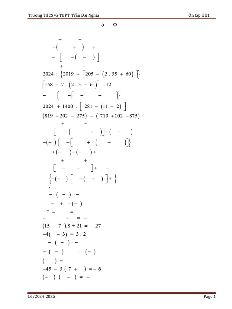 Ôn Tâp KT HK1 2024-2025 | PDF