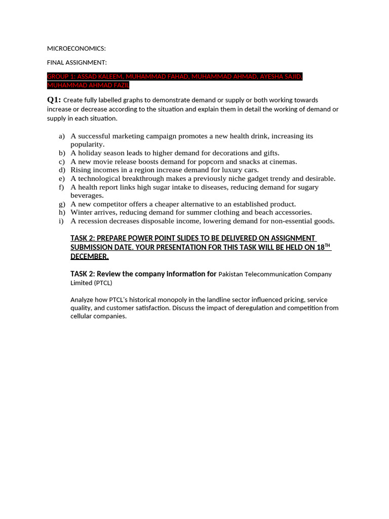 MICROECONOMICS Final Presentation Topics | PDF