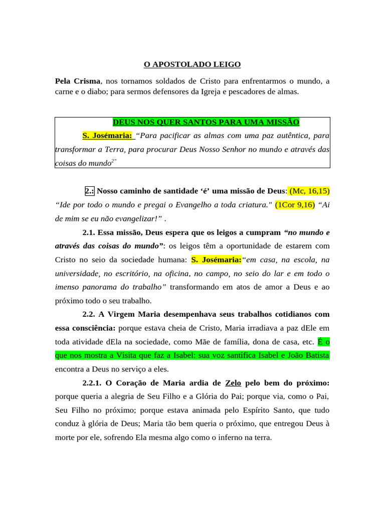 Apostolado Leigo e Oração em Maria | PDF | Oração | Maria, mãe de Jesus