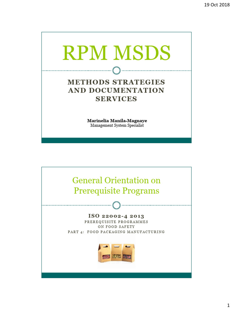 Gen Orientation On Prerequisite Programs ISO 22002 4 PRP Food Packaging ...