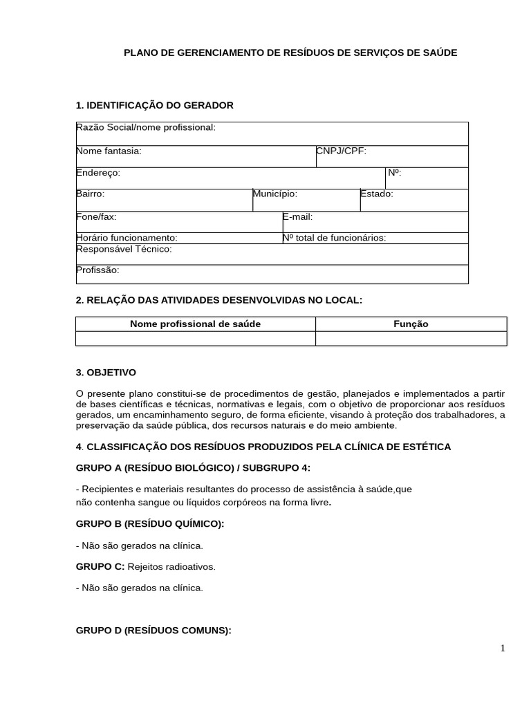 Modelo de PGRSS para Serviços de Saúde | PDF | Desperdício | Materiais