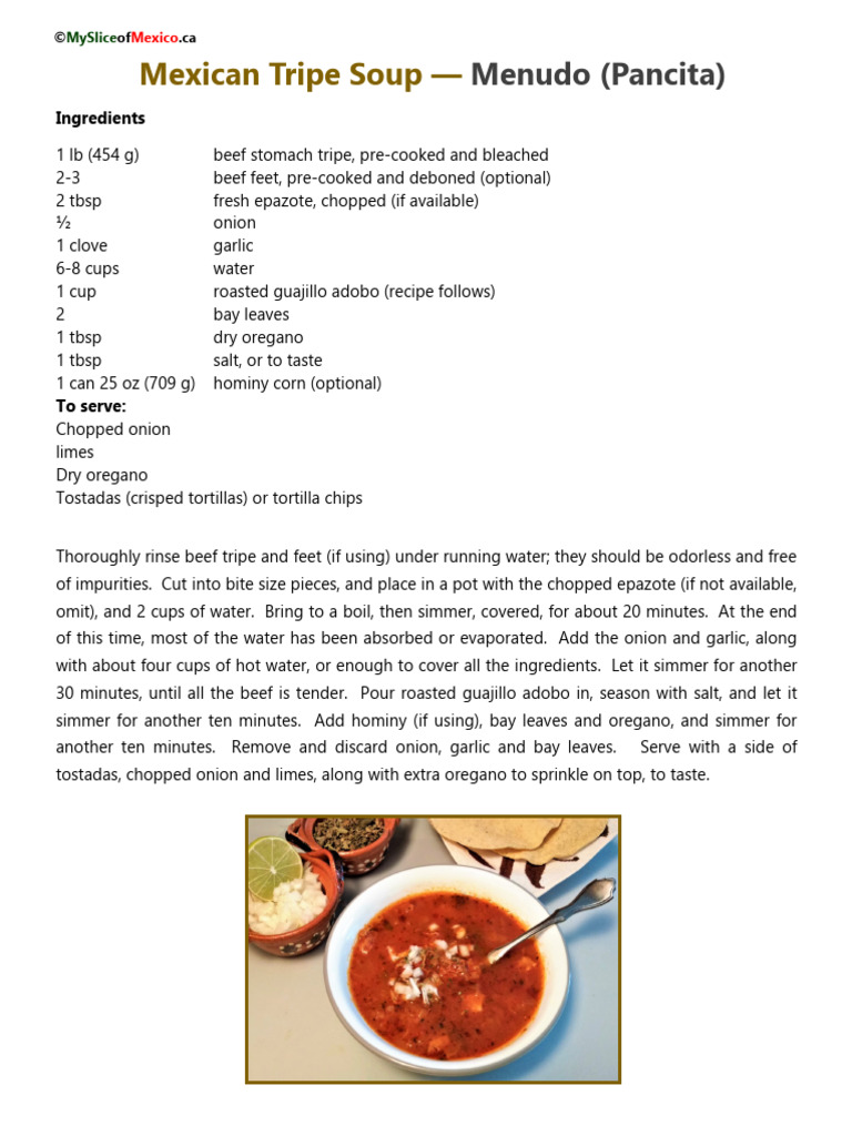 Authentic Menudo Recipe Guide | PDF