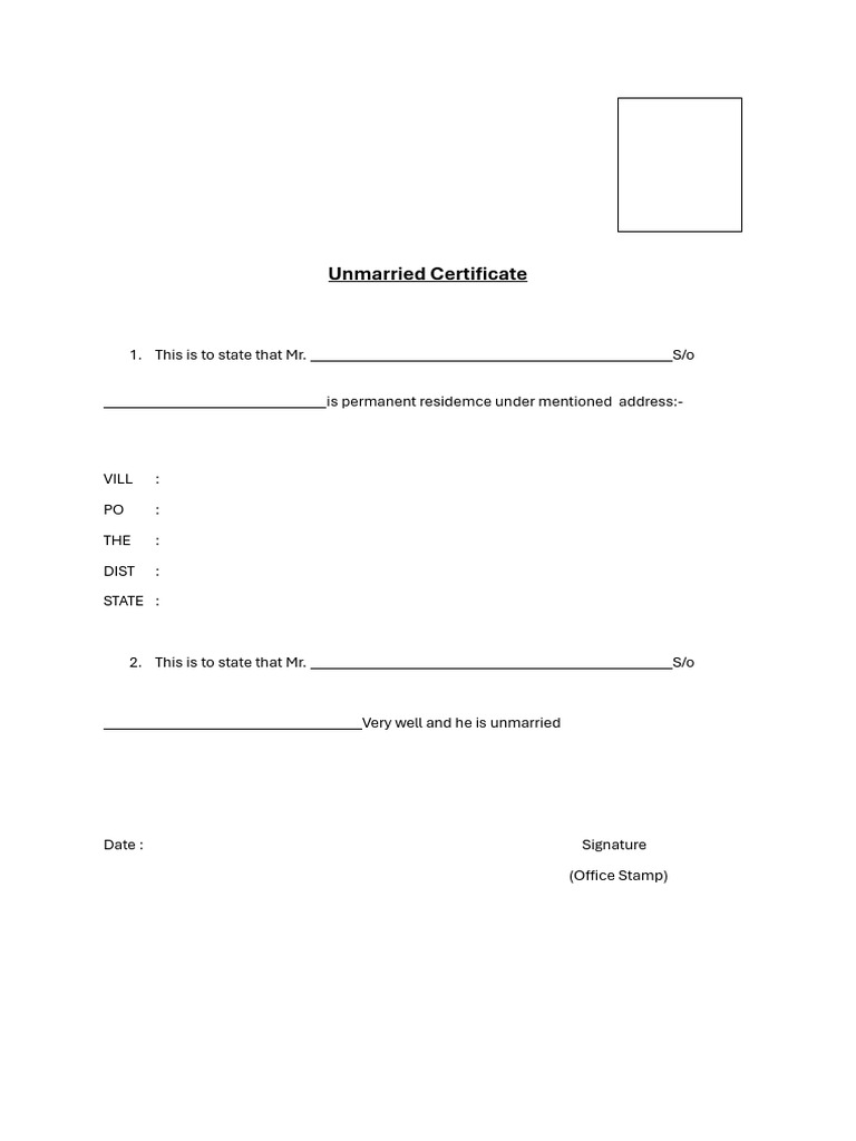Unmarried Certificate | PDF