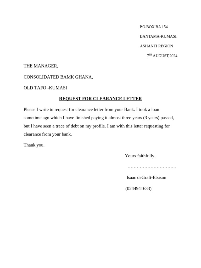 Clearance Letter | PDF