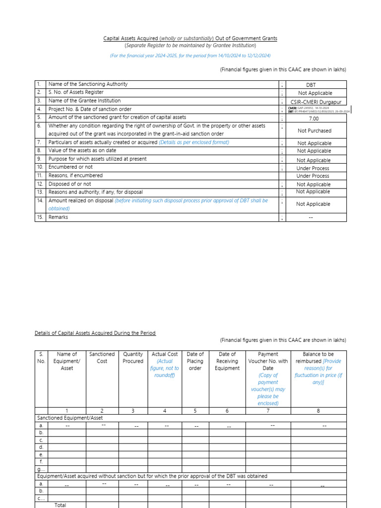 Format of Capital Assets Acquired Certificate (CAAC) | PDF | Economies ...