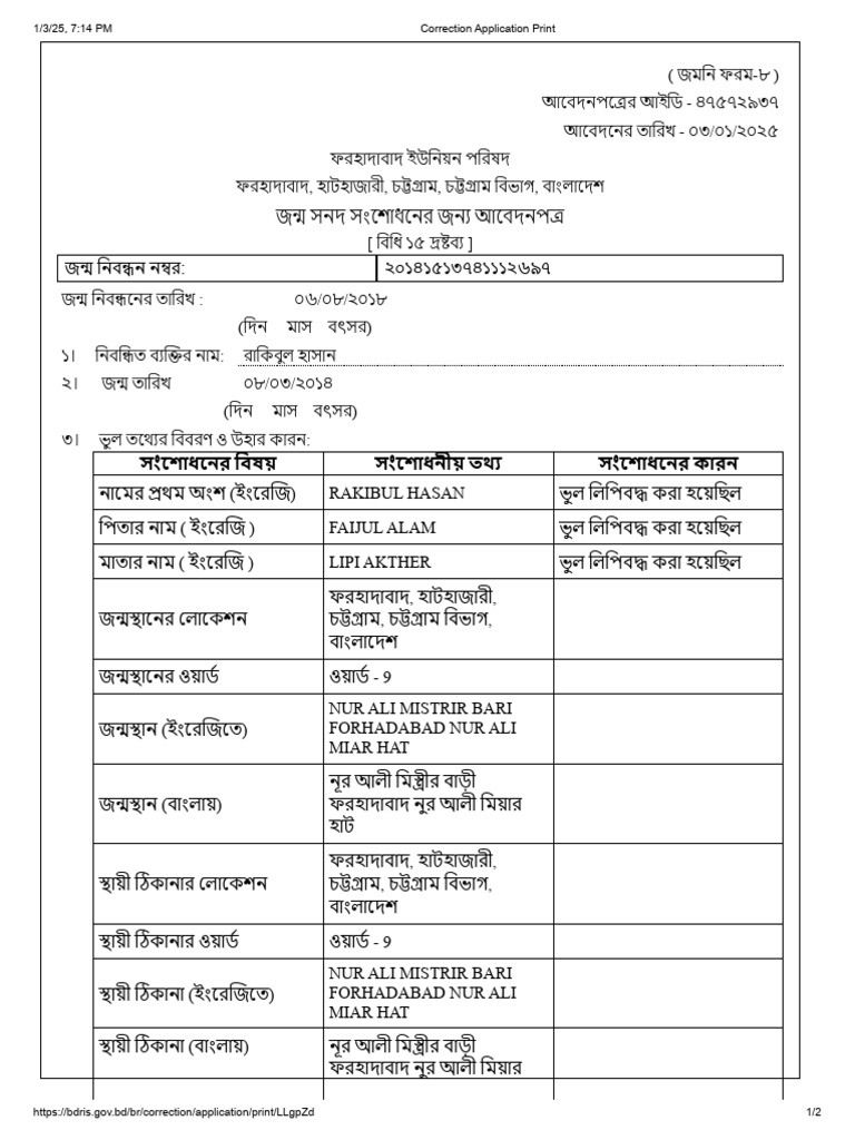 Correction Application Print | PDF