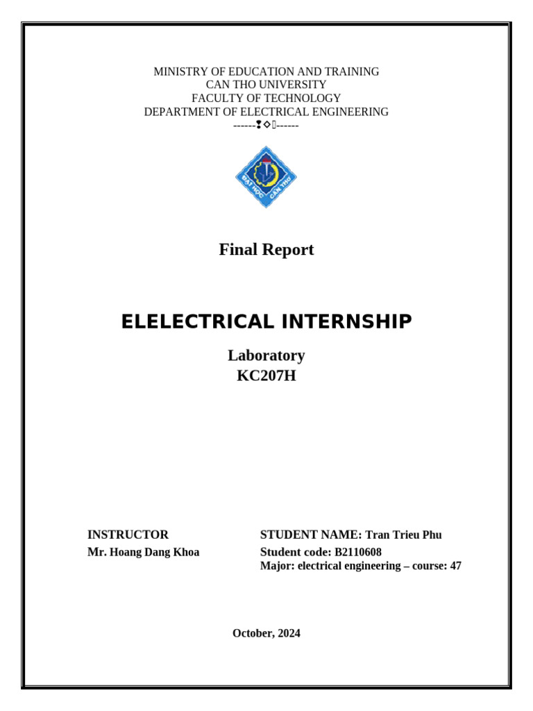 Electrical Internship Final Report | PDF