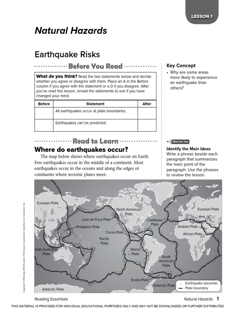 Reading Essentials - Earthquake Risks | PDF | Earthquakes | Tsunami