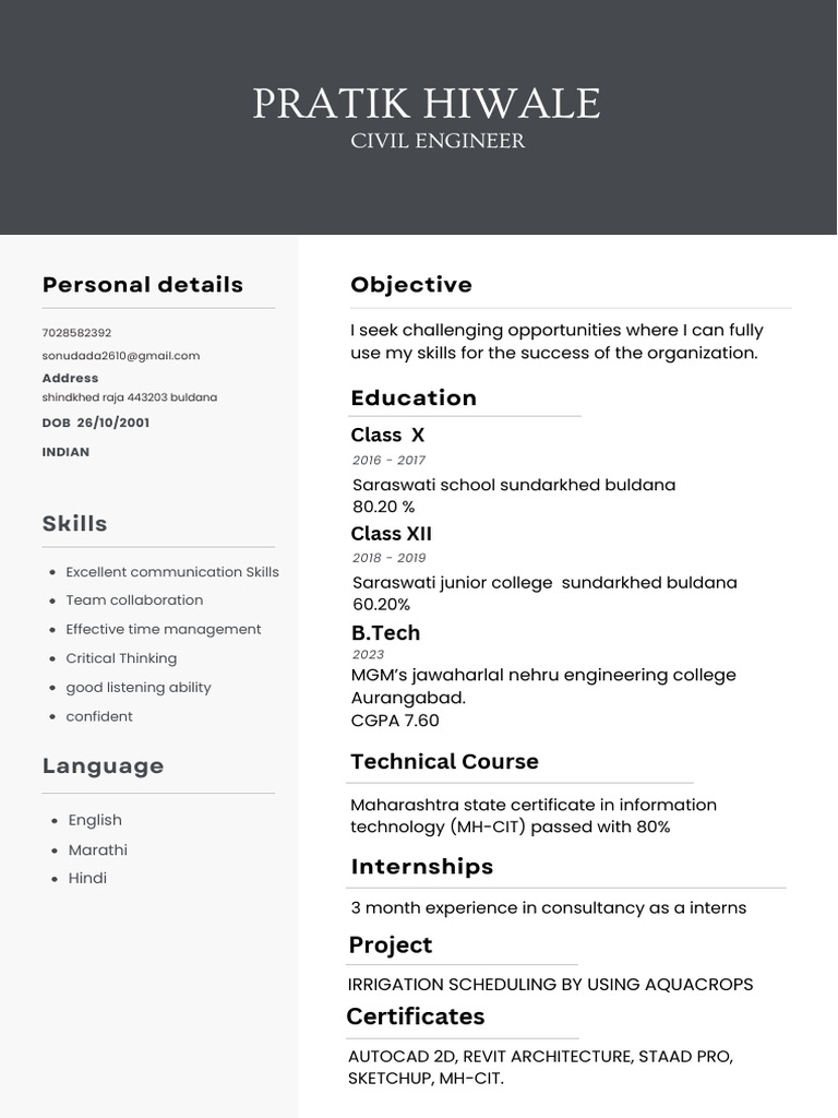 Pratik Hiwale RESUME | PDF