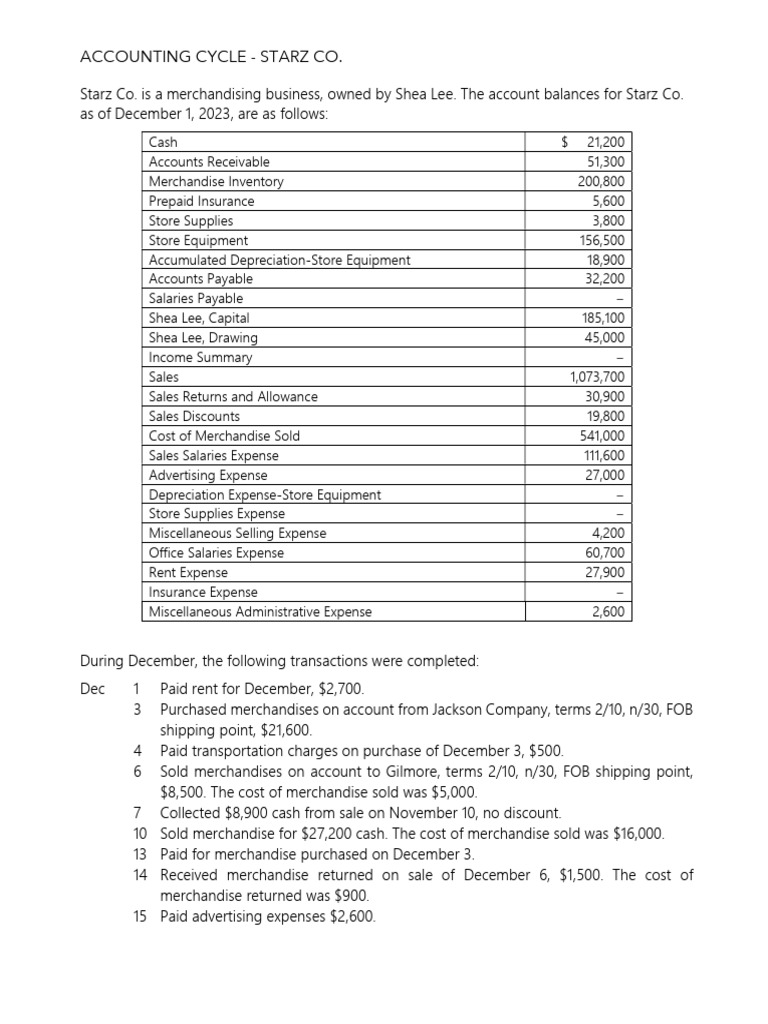 AAB. Project - Starz Department Store (Instruksi) | PDF | Expense | Cash