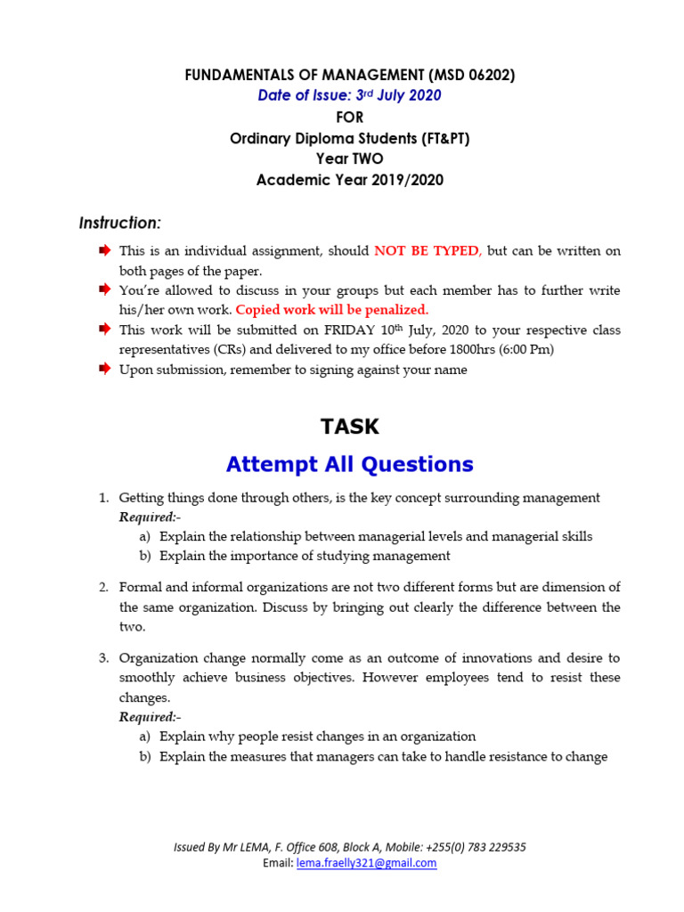 MSD 06202 -Individual Assignment - July 2020 | PDF