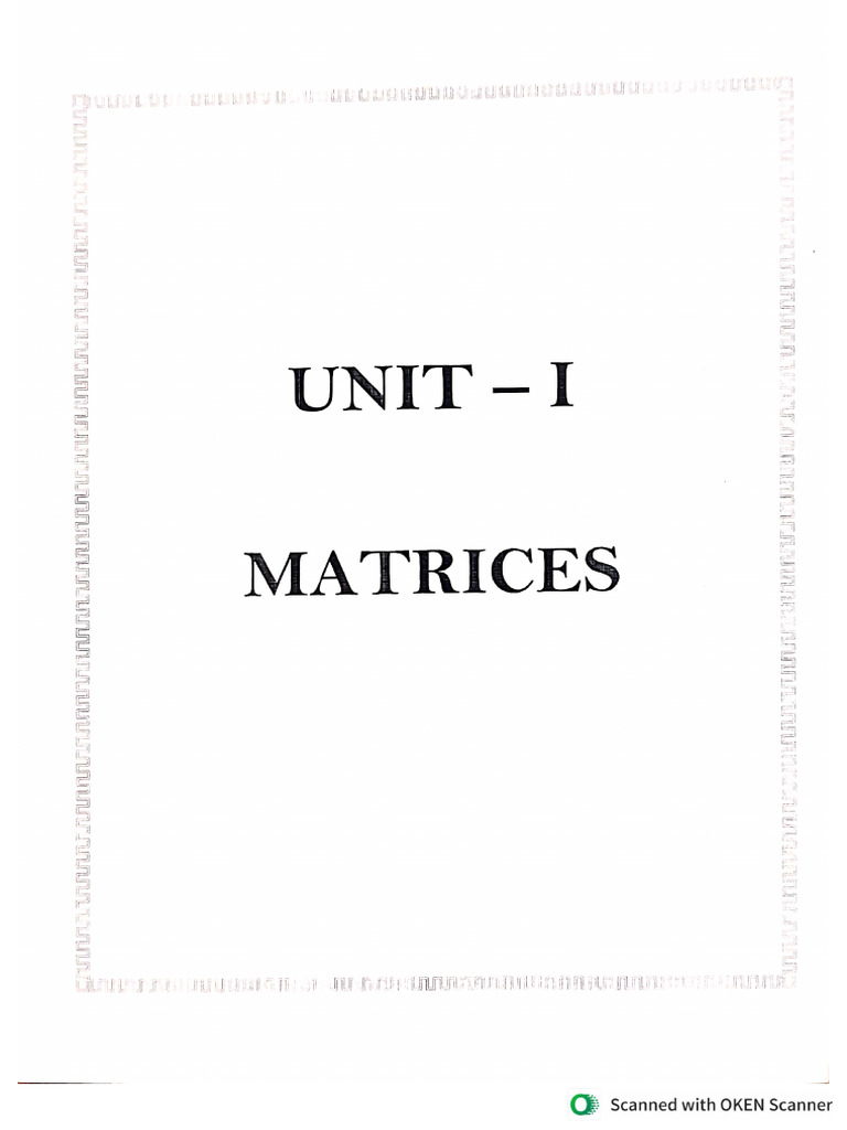 Unit - 1 - Matrices - Eigen Values and Eigen Vectors | PDF