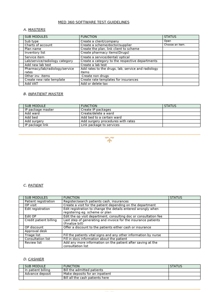 Med 360 Software Test Guidelines | PDF | Patient | Medical Prescription