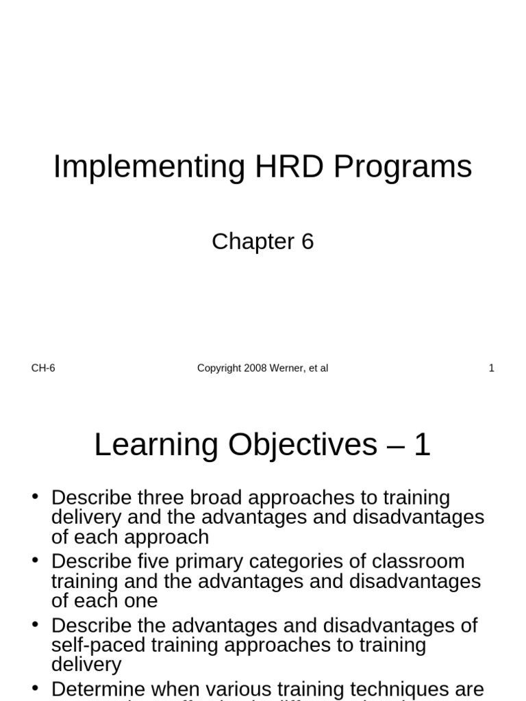 Chap 06 Implementing HRD Programs | PDF | Educational Technology | Lecture