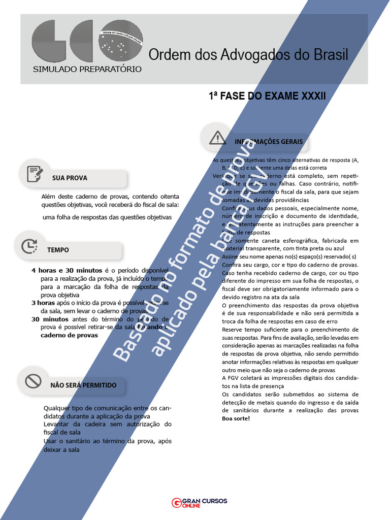 Instruções para Prova OAB XXXII | PDF | Advogado | Emenda Constitucional