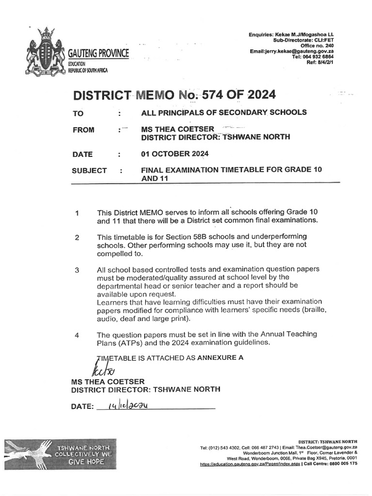 Corrected District Memo 574 | PDF