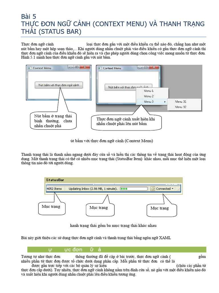 WPF-Lesson 5 - Context Menu - StatusBar | PDF