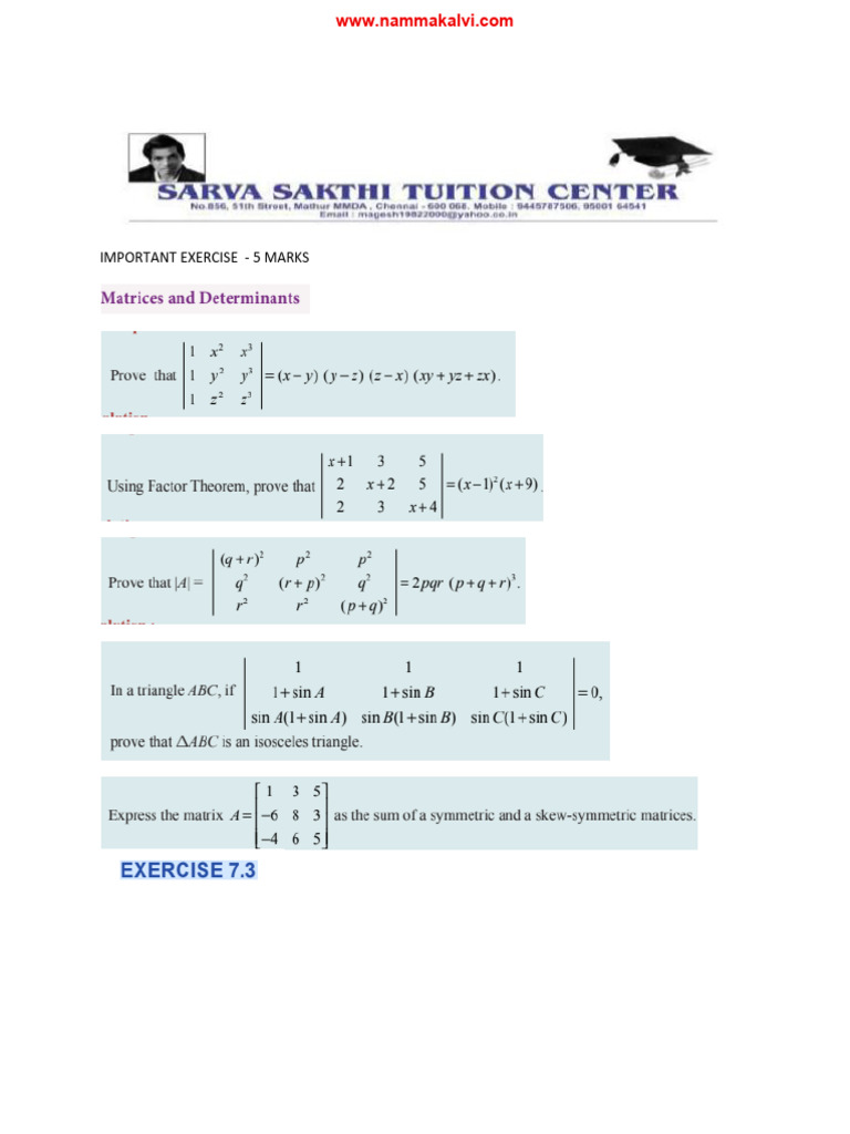 Namma Kalvi 11th Maths Important 5 Mark Questions EM 221728 | PDF