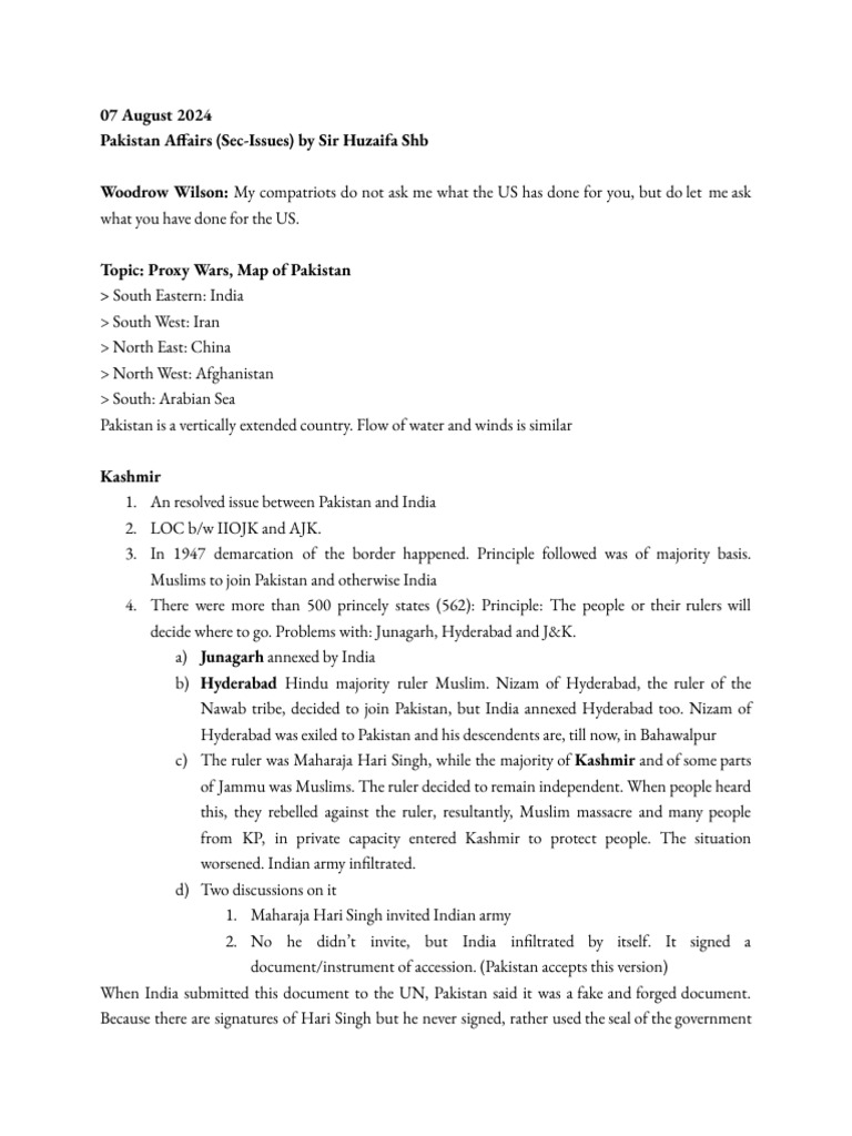 Pak-Aff (Sec Issues) Sir Huzaifa-1 | PDF | International Security | International Relations
