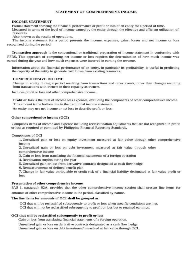 comprehensive income reviewer | PDF | Income Statement | Expense