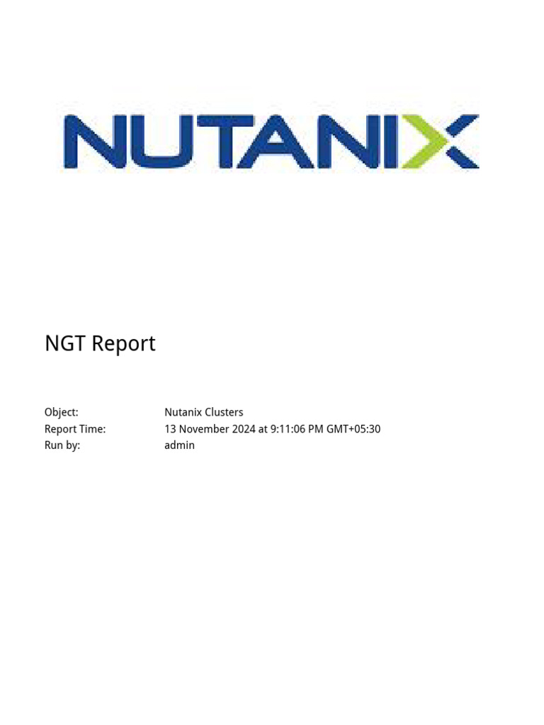 11-13-24 NGT Report Nutanix Clusters | PDF