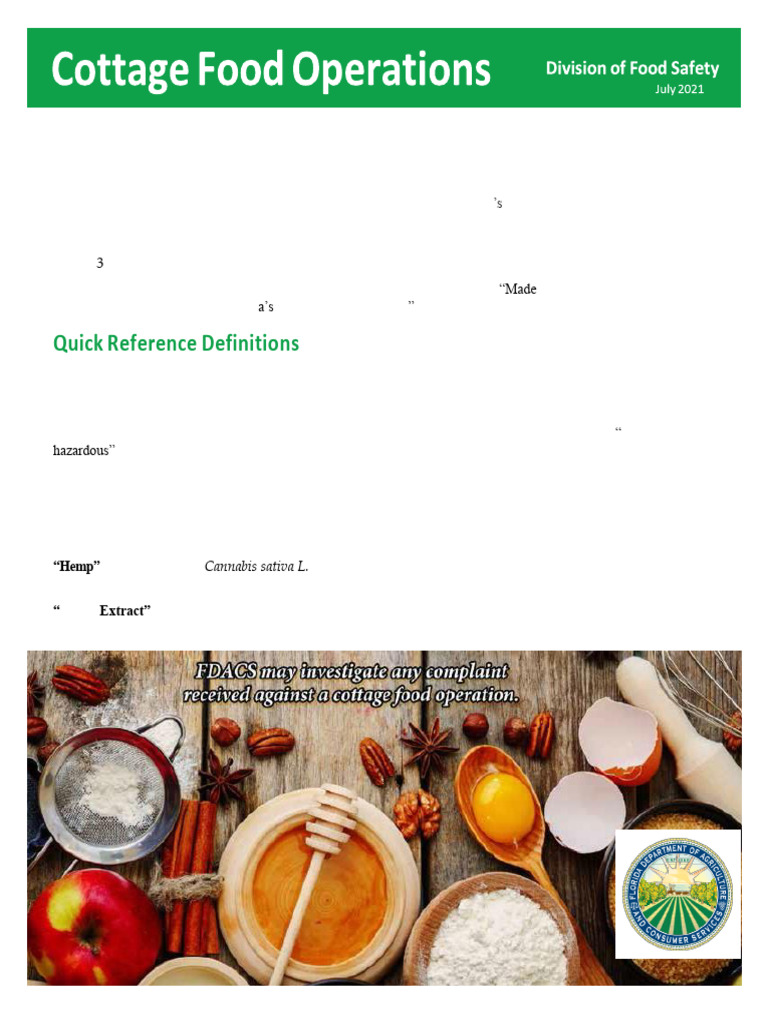 Florida Cottage Food Operation Guide | PDF | Farmers' Market | Baking