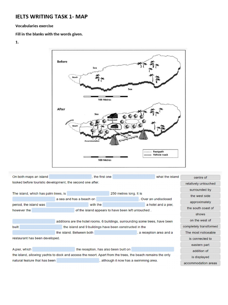 Ielts Writing Task 1-Map-Vocab Exercise | PDF