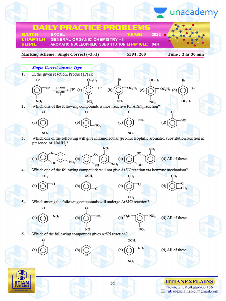 13_DPP_04K_AROM_NUCLEO_SUB_EXCEL__1657874885796 | PDF | Chemical Reactions | Organic Chemistry