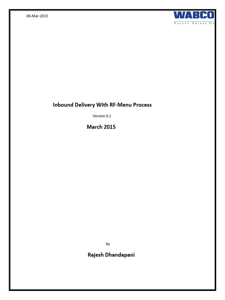 Inbound Delivery With RF-Menu Process | PDF | Computing