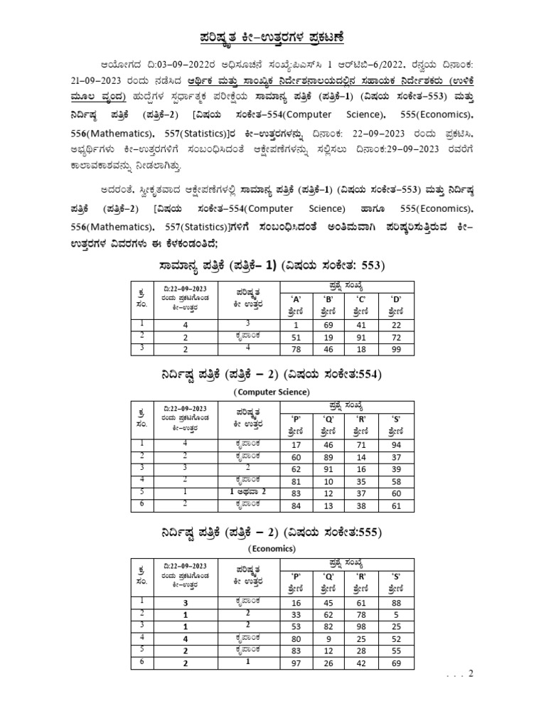 Revised Key Chart 21-09-2023 | PDF