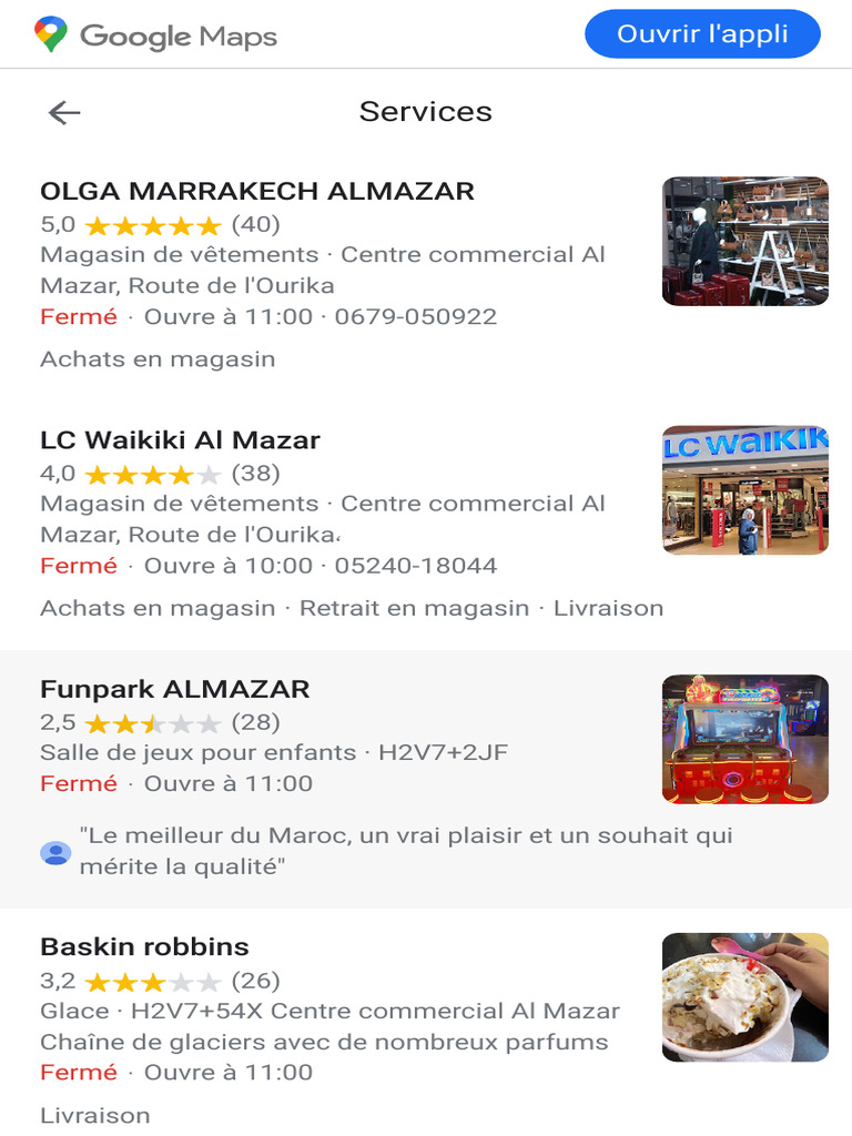 Magasins et loisirs au Centre Al Mazar | PDF