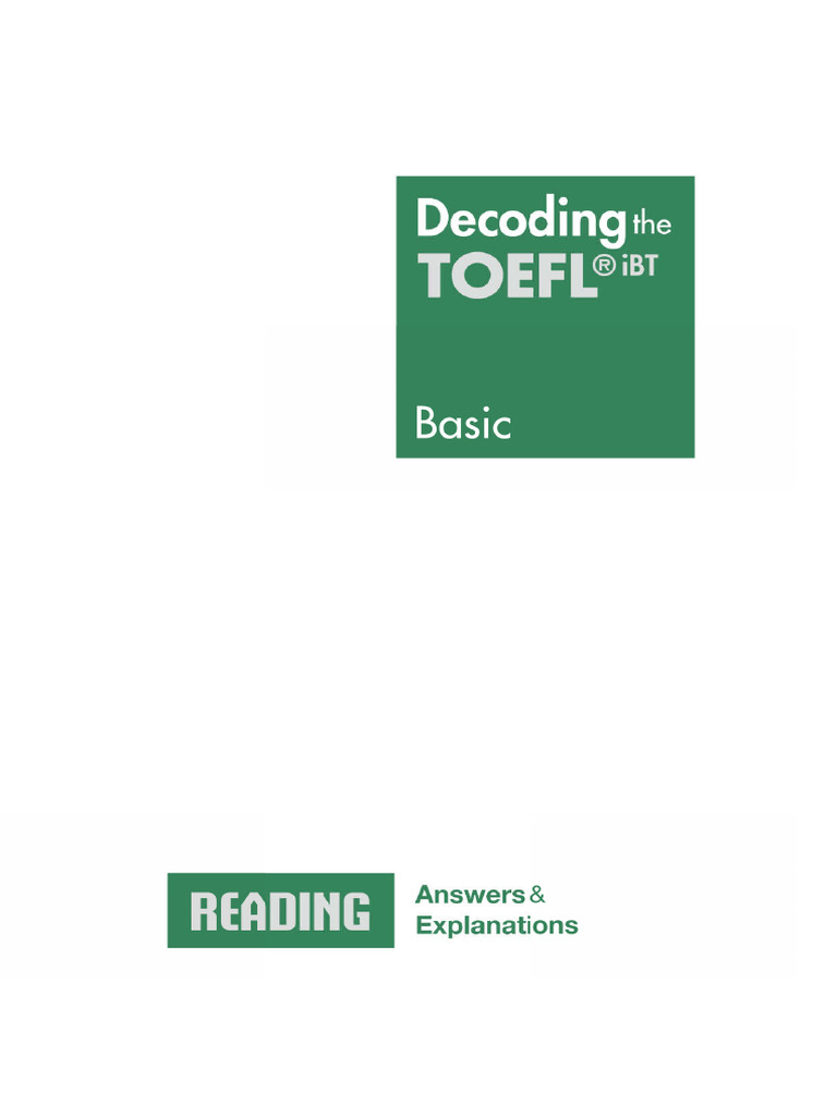 Decoding The TOEFL Ibt Reading Basic | PDF