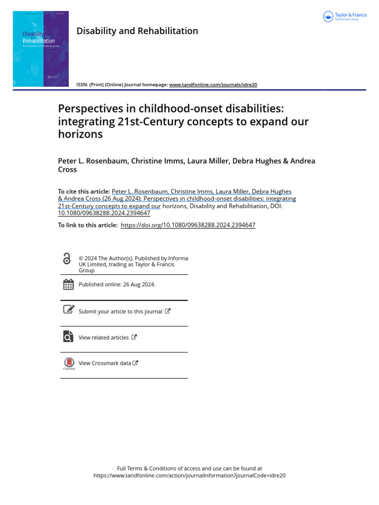 Childhood Disability: New Perspectives | PDF | Disability | Child ...