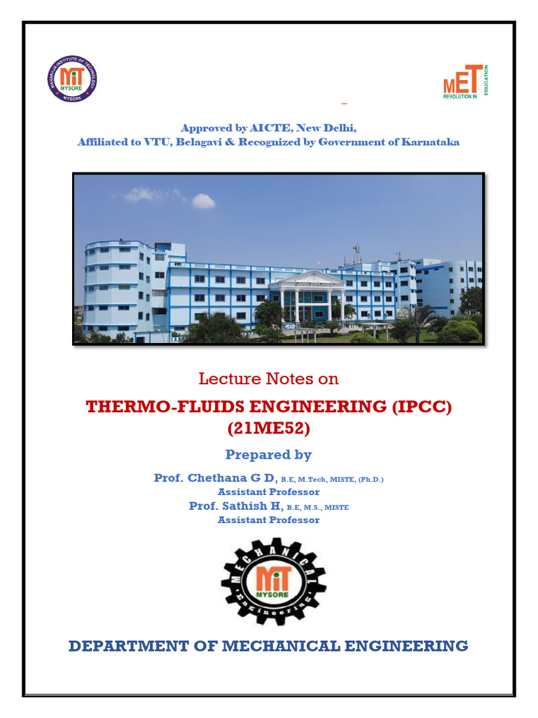 Thermo Fluid Engineering - 21ME52 | PDF | Internal Combustion Engine ...
