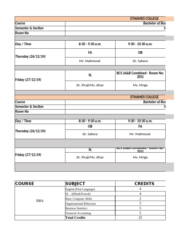 Ethames College Course Schedule 2024 | PDF | Information Technology ...