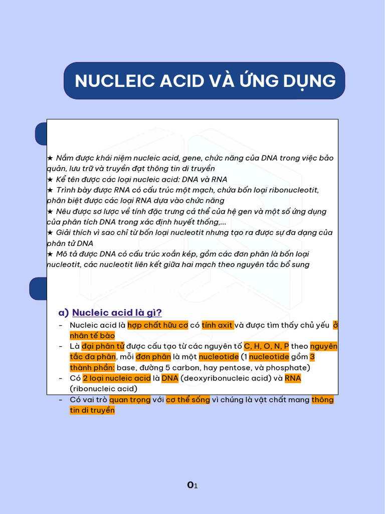 (Ban Học Thuật - Khtn - Sinh) Nucleic Acid Và Ứng Dụng | PDF