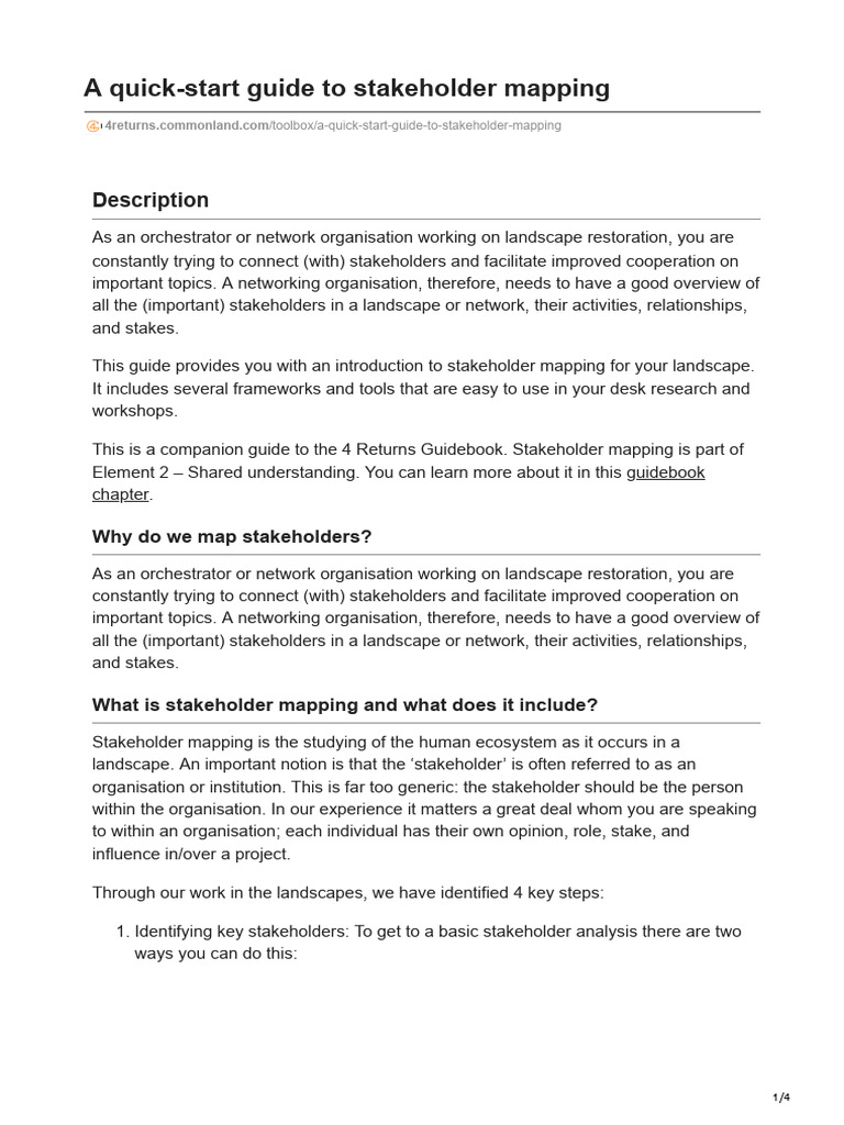 A quick start guide to stakeholder mapping | PDF | Stakeholder (Corporate)